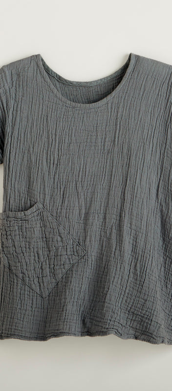 Crinkle Cotton Trapeze Tee | Petalura