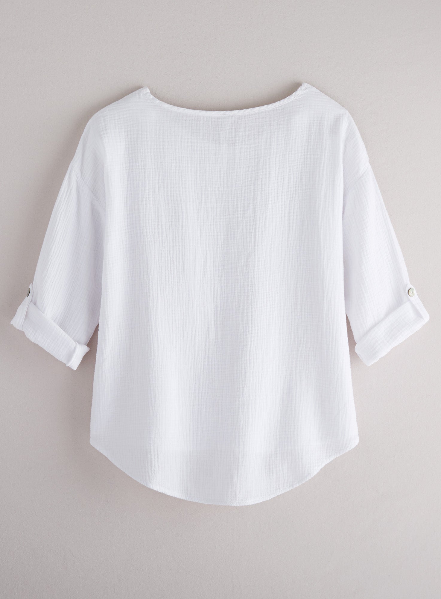 Cotton Ripple Tab-sleeve Top | Petalura